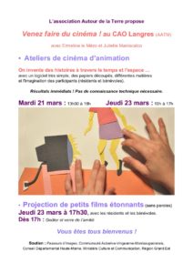 Atelier de cinéma d'animation au CA0 de Langres - Le Centre des Rives